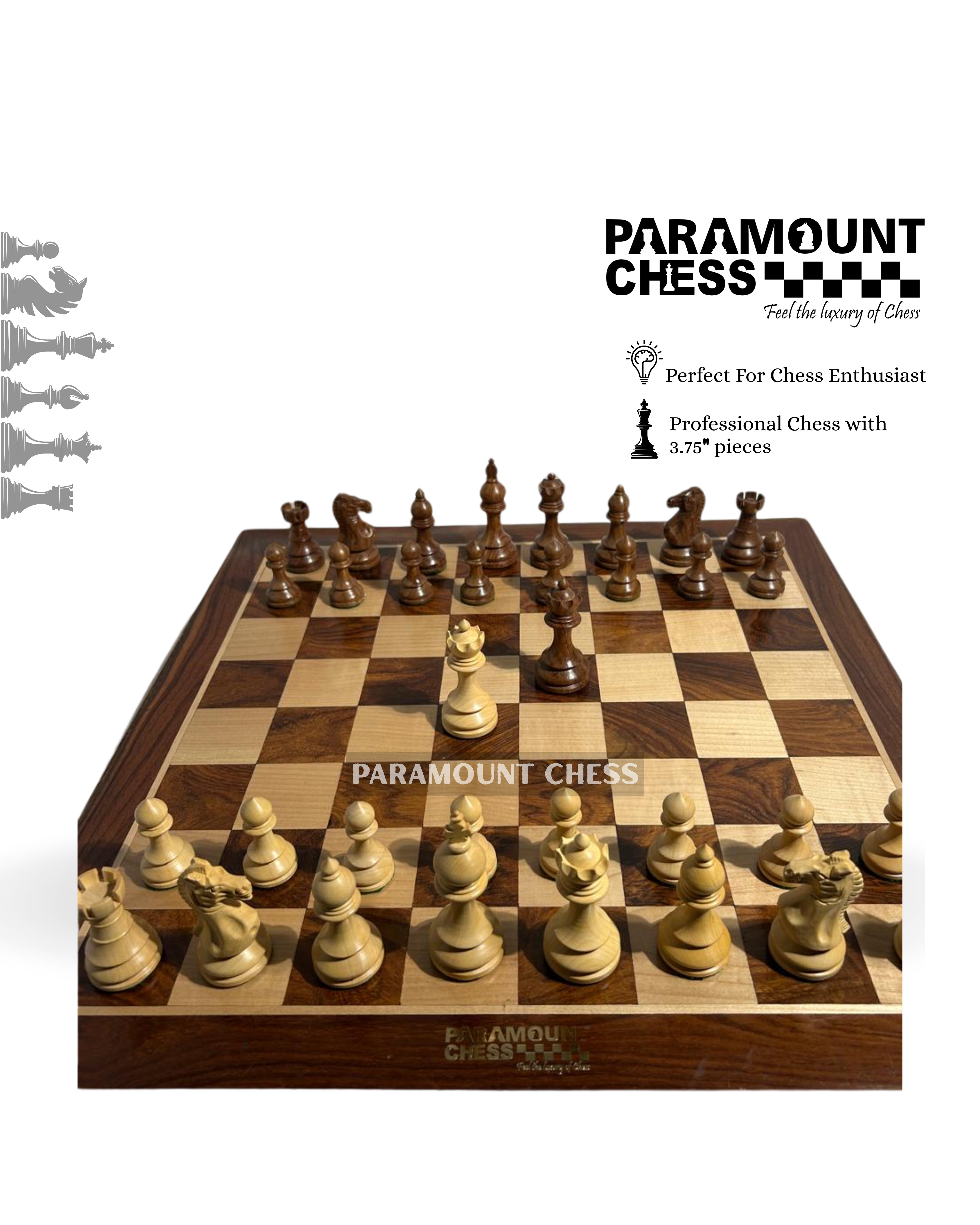 👑 The Taj Series Royal – 3.75" King Size Wooden Chess Set ♟️👑