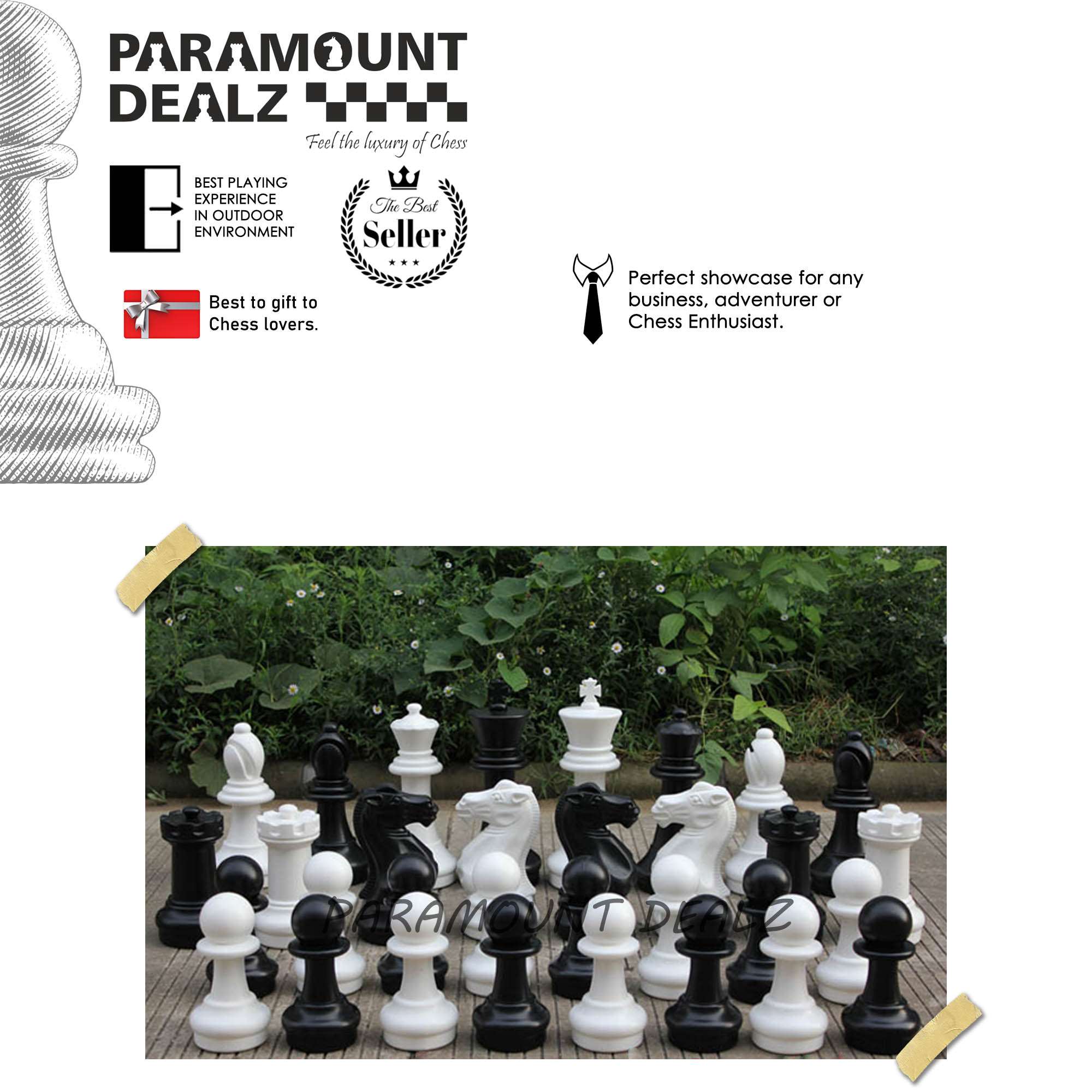 16" Large Premium Giant Garden Chess Pieces Set ( King Height : 16 Inc