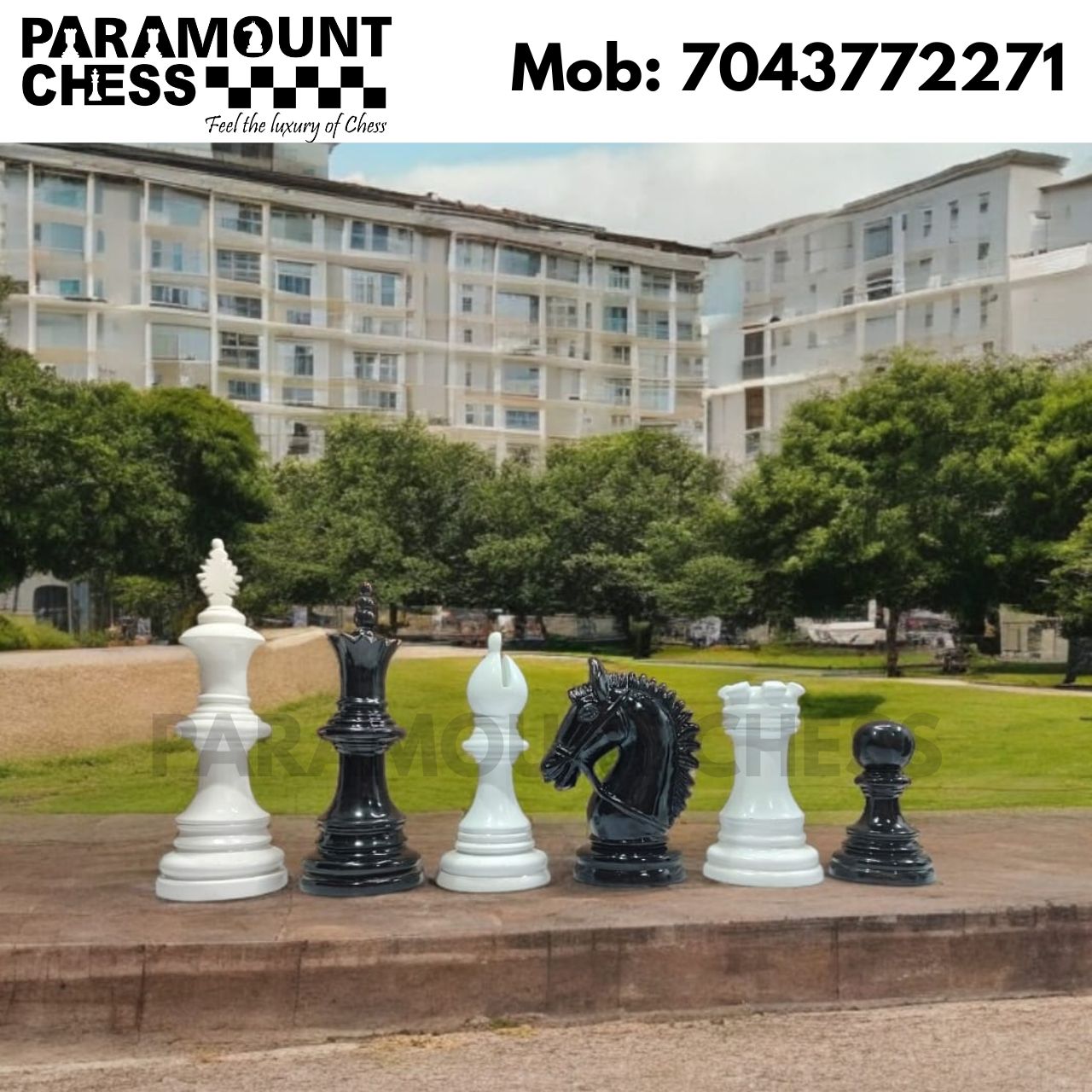 ♟ Paramount Bridle Knight Series – 30" King Height Giant Chess Set | P
