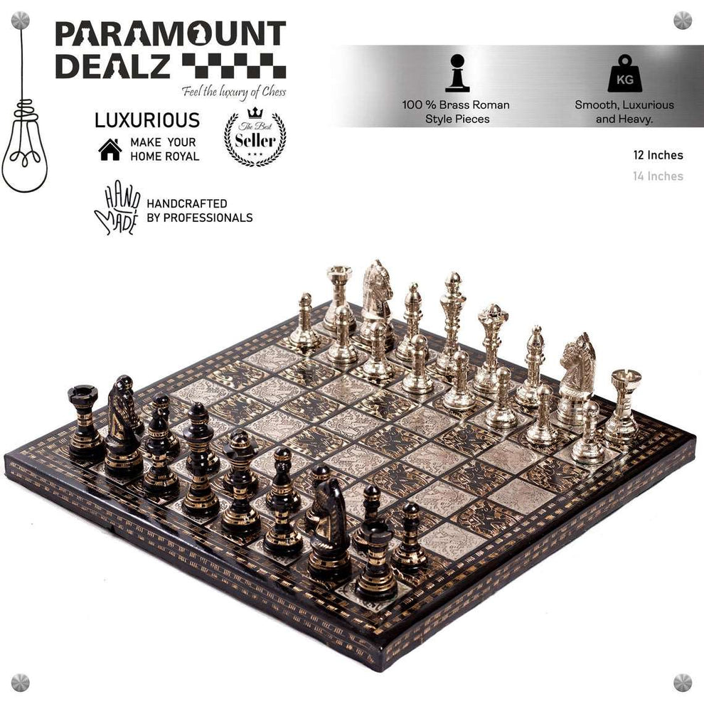 Paramount Dealz Vintage Collection 12" Chess Board with Chess Pieces a