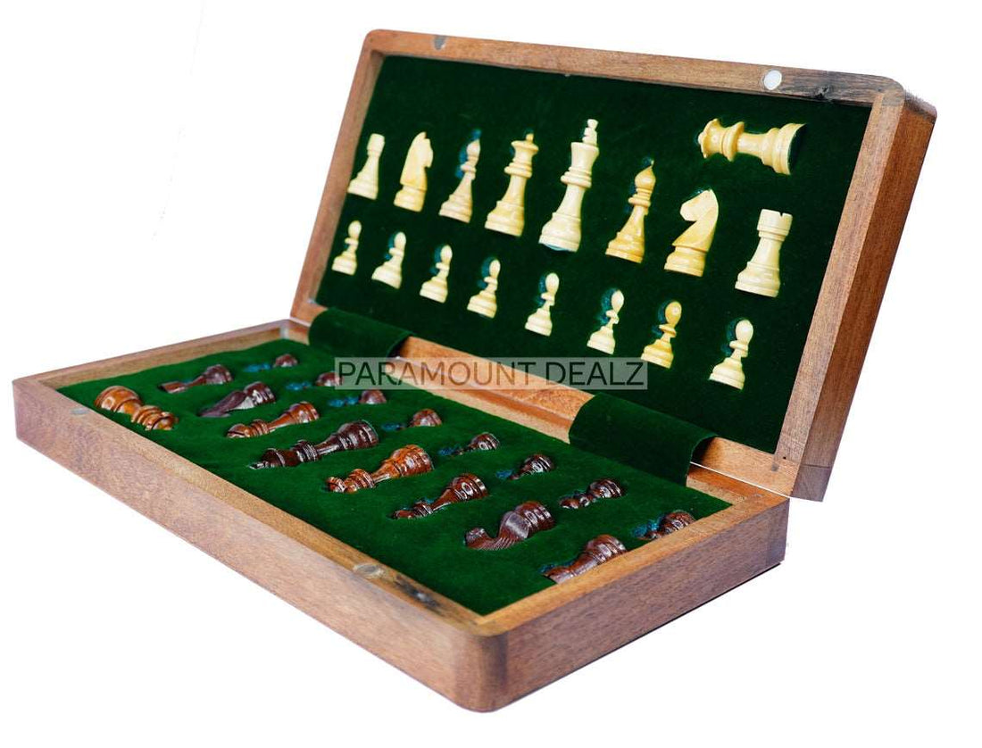 12 Inches Handcrafted Magnetic Foldable Wooden Handcrafted Chess Set C