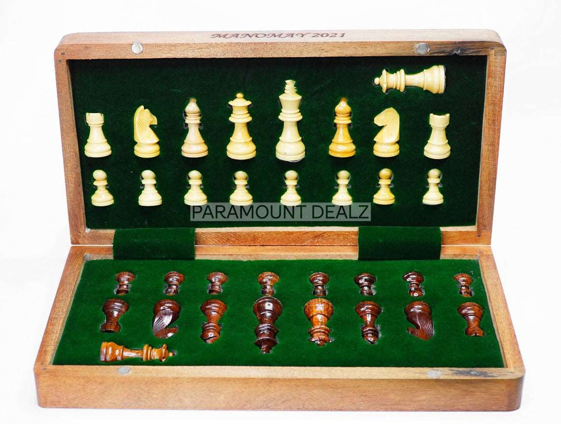 12 Inches Handcrafted Magnetic Foldable Wooden Handcrafted Chess Set C