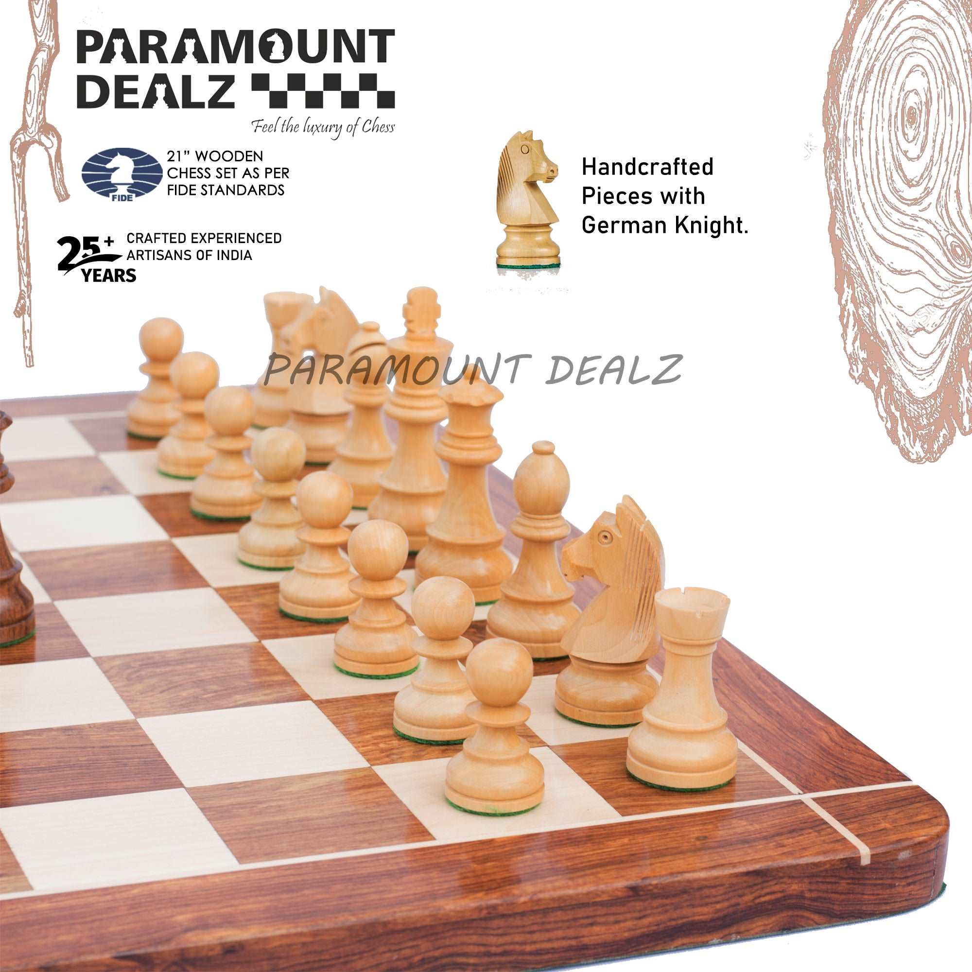 21" wooden chess board (without pieces)