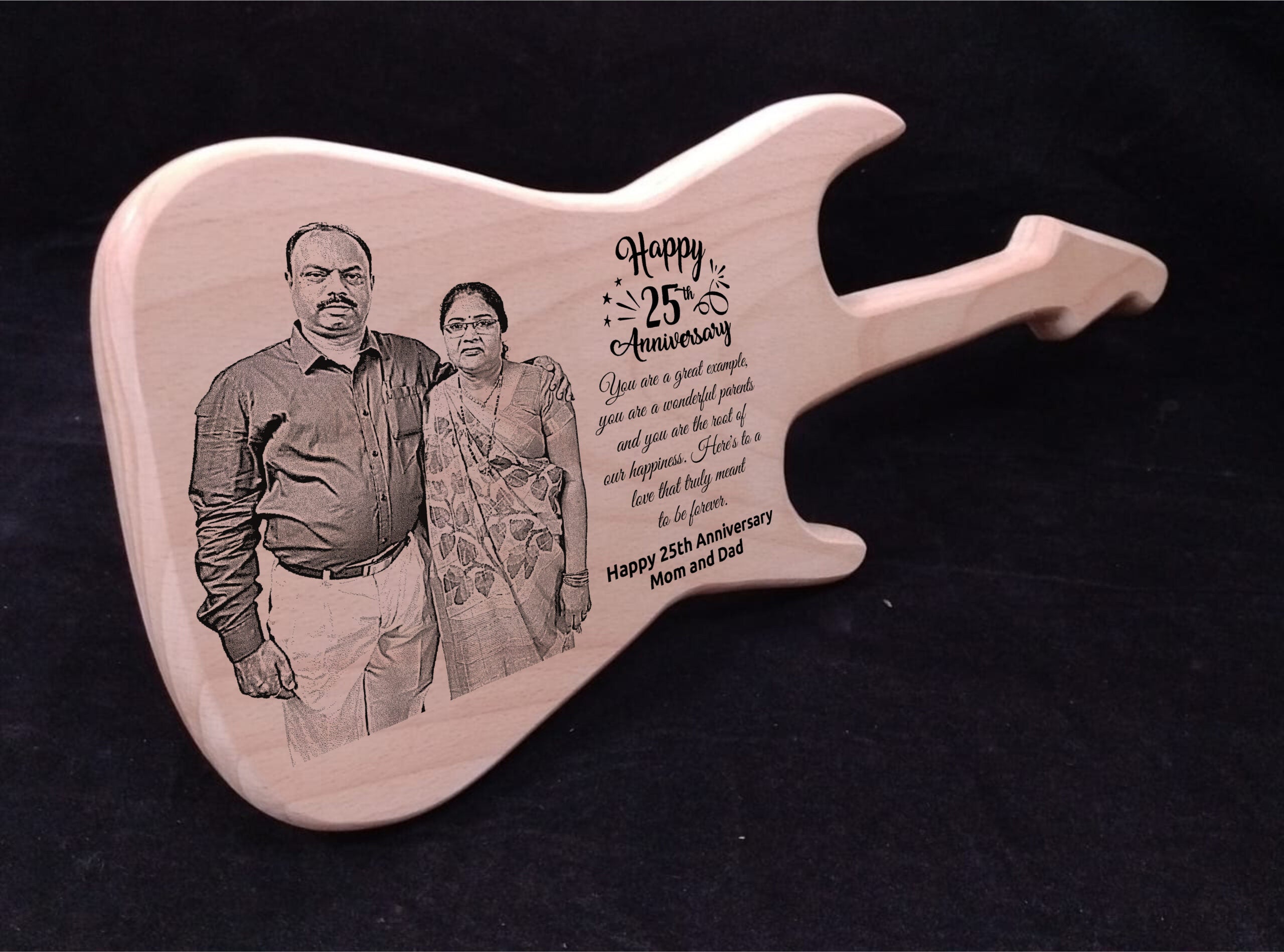 Personalized Engraved Guitar Shaped Wooden Plaque - Best gift for your