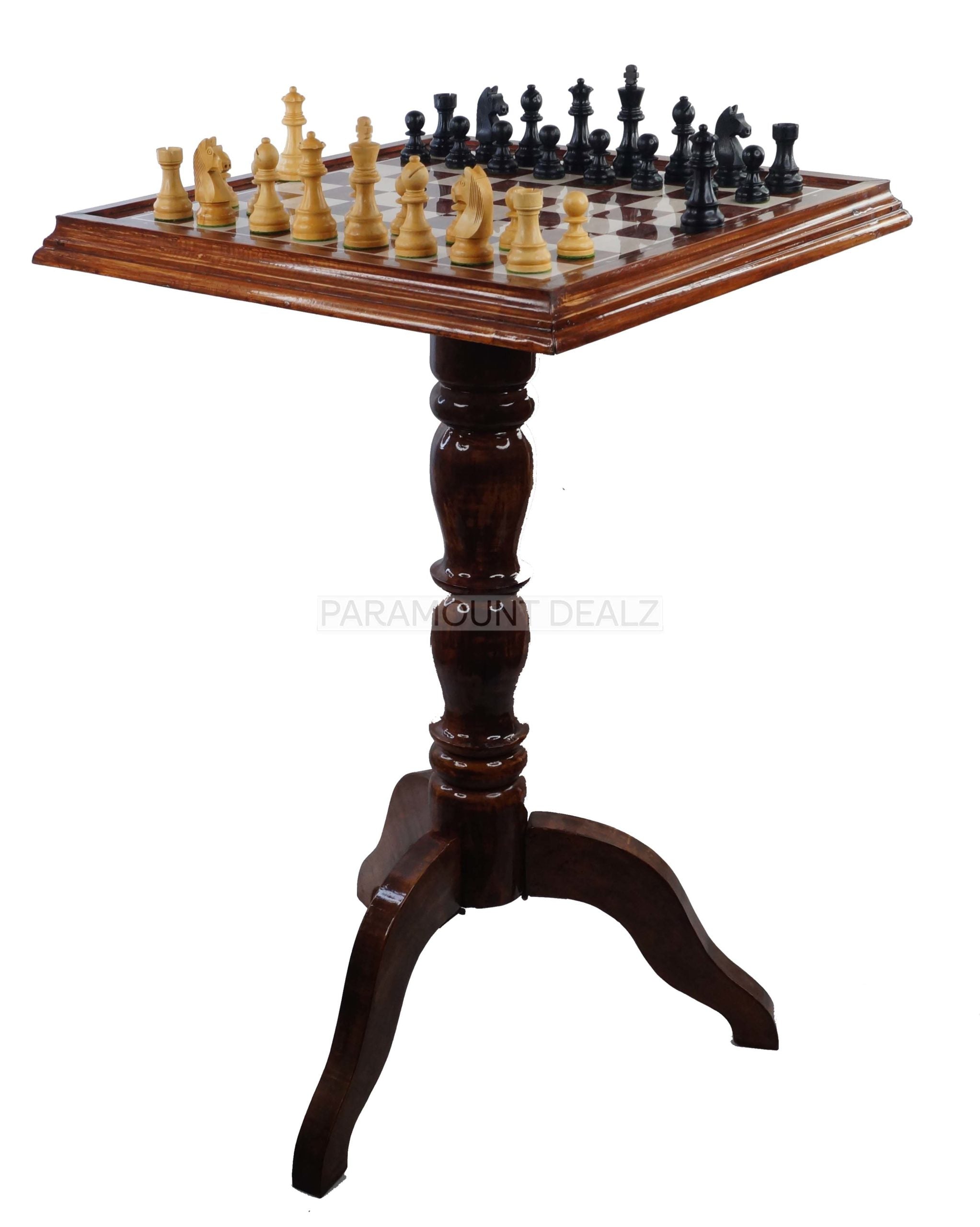 WOODEN LUXURIOUS CHESS TABLE WITH 21" WOODEN LAMINATED BOARD (SOLID WO