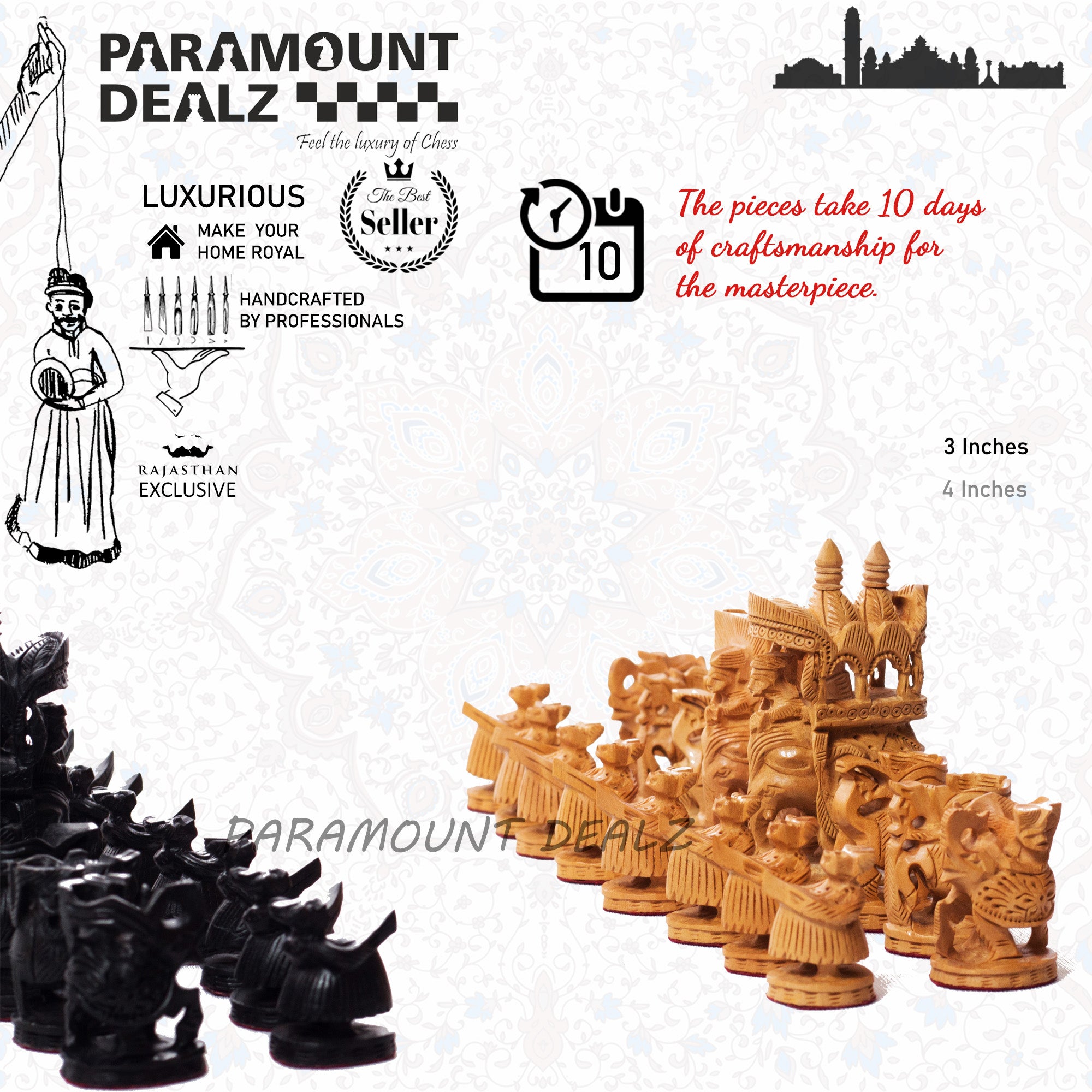 Royal Maharaja Handcrafted Chess Pieces set (Set of 32 Chess Pieces) i