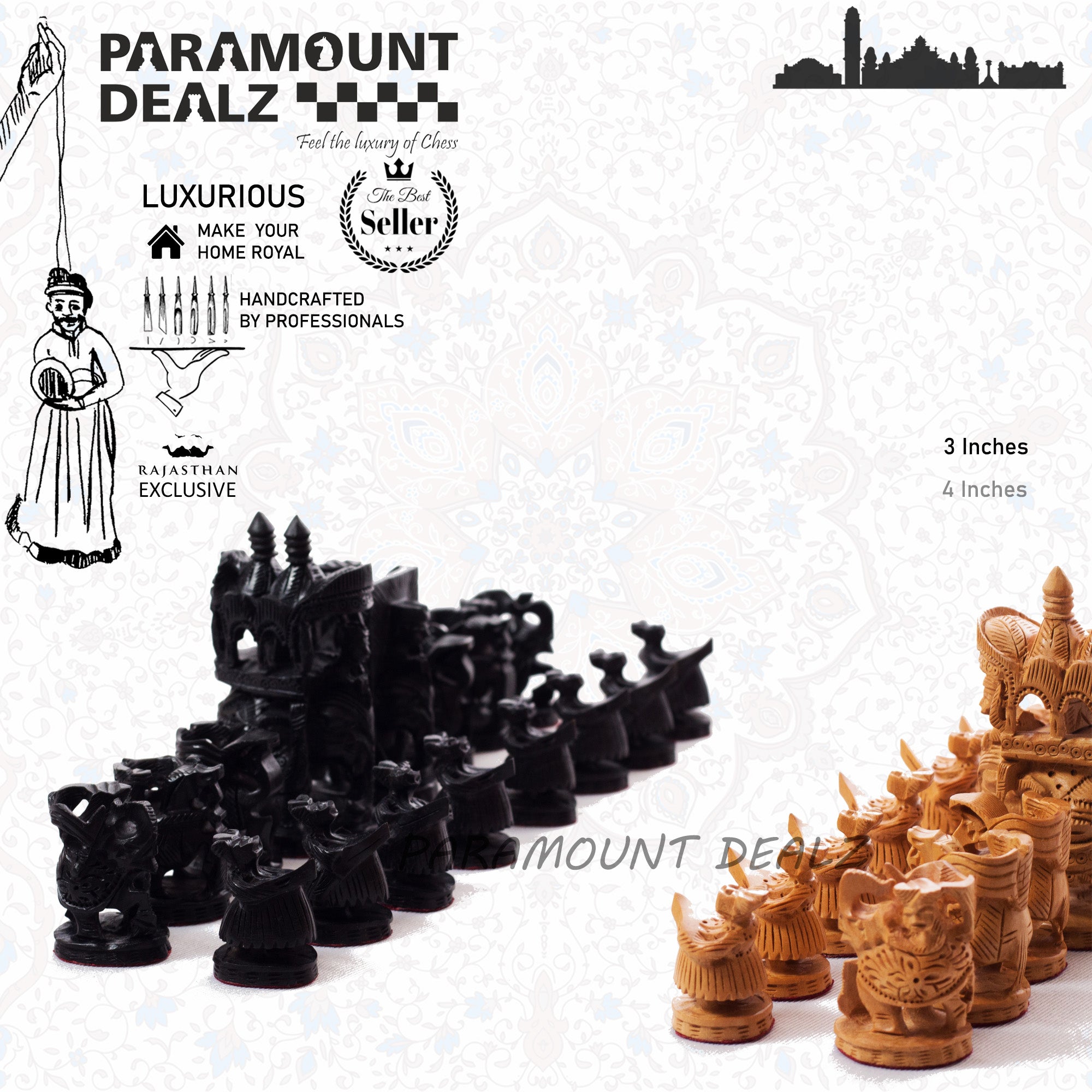 Royal Maharaja Handcrafted Chess Pieces set (Set of 32 Chess Pieces) i