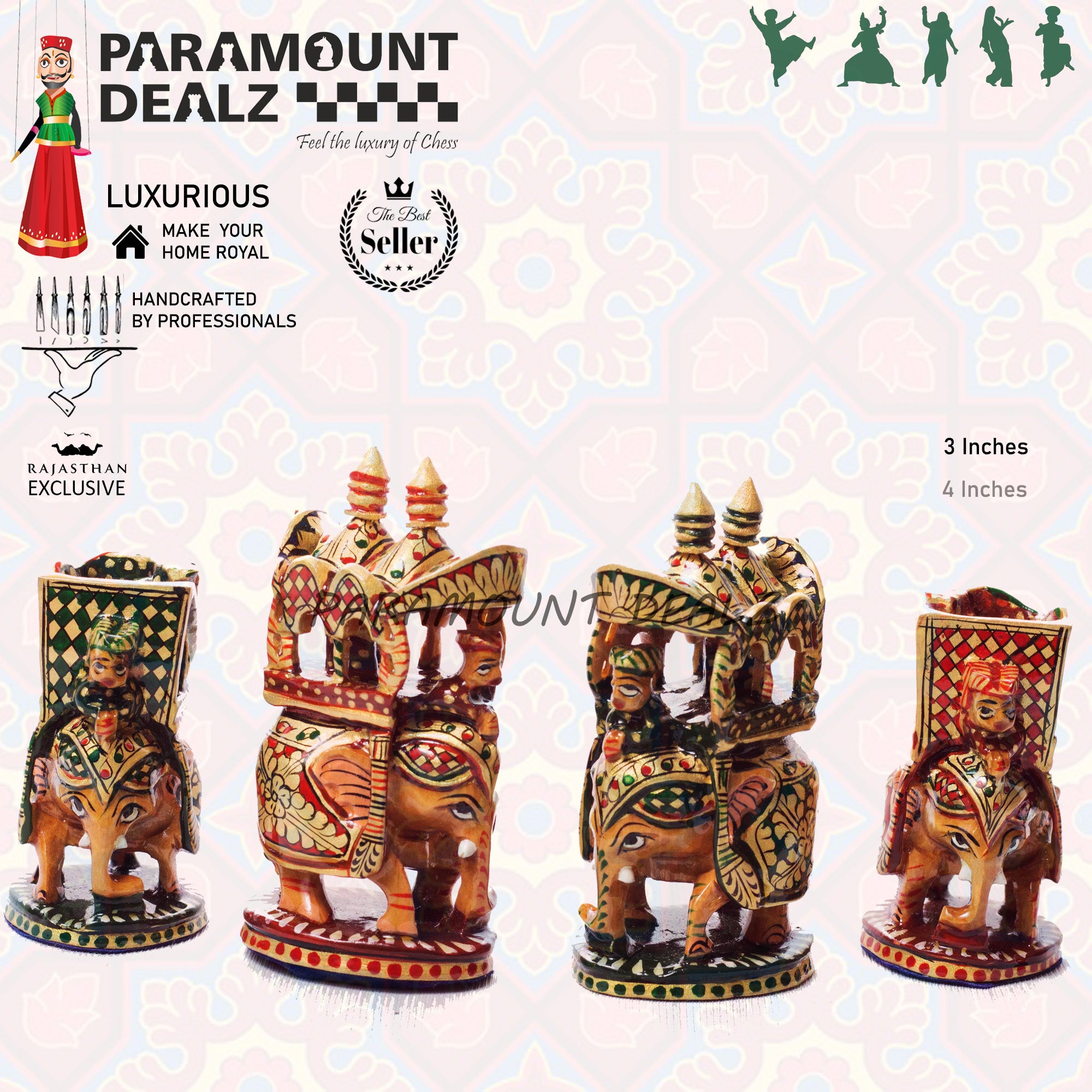 Royal Maharaja Handcrafted Carved Chess Set with 21 Inches Sheeshamwoo