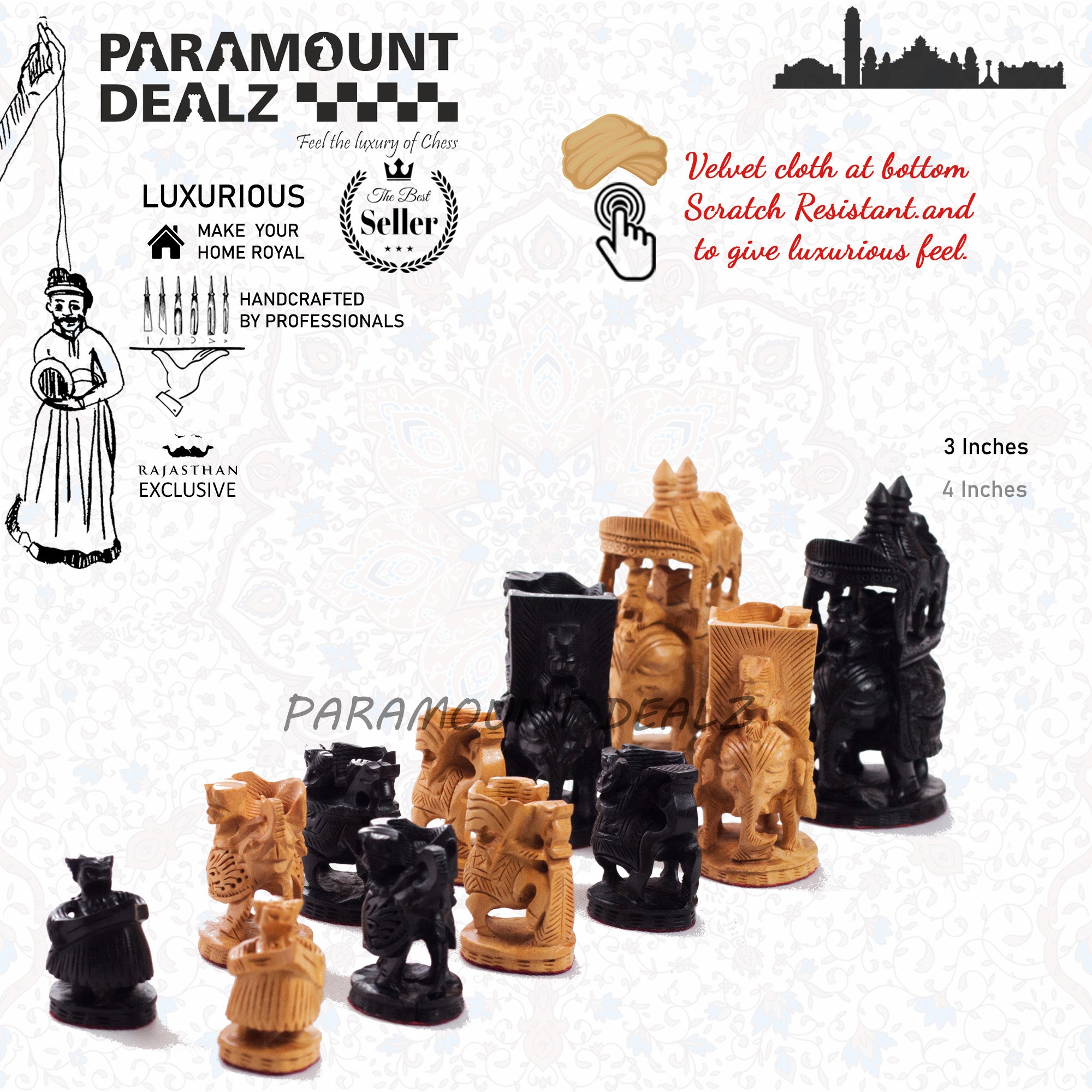 Royal Maharaja Handcrafted Chess Pieces set (Set of 32 Chess Pieces) i