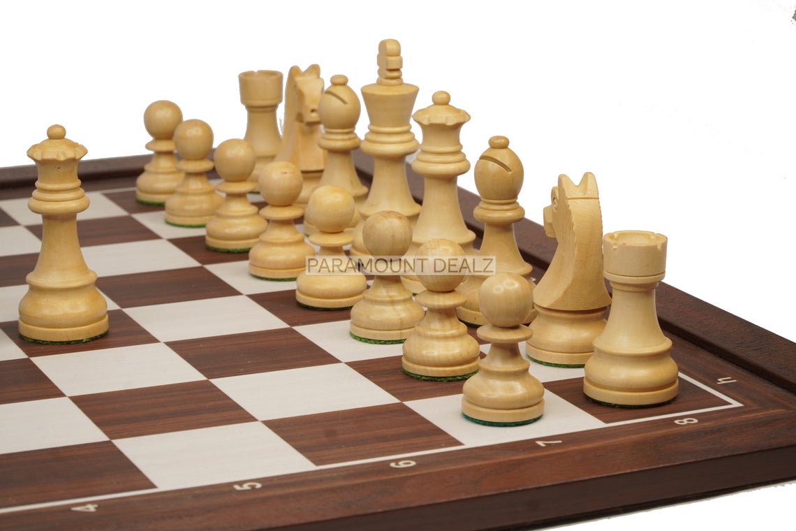 Wooden Laminated 19" Chess Board Game Set - Handcrafted with 3.75" Woo