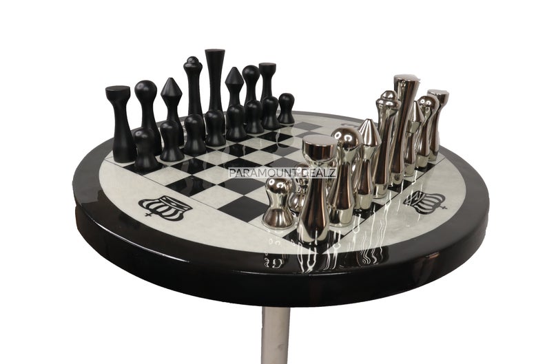 21" Tall Collectibles Luxury Aluminium Metal Chess Board Table Set wit