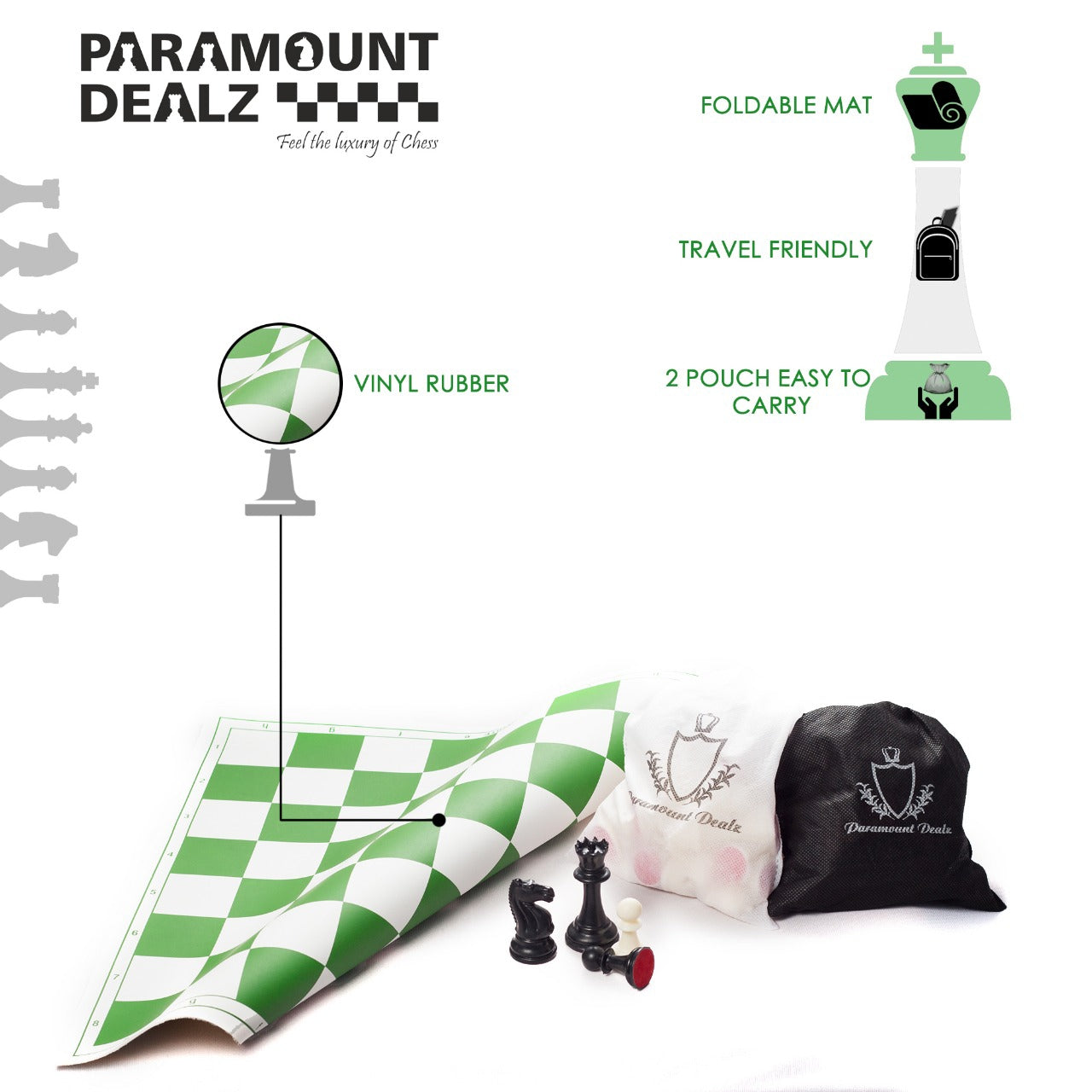 Vinyl Rubber Rollup FIDE Tournament Standard Professional Chess Mat in