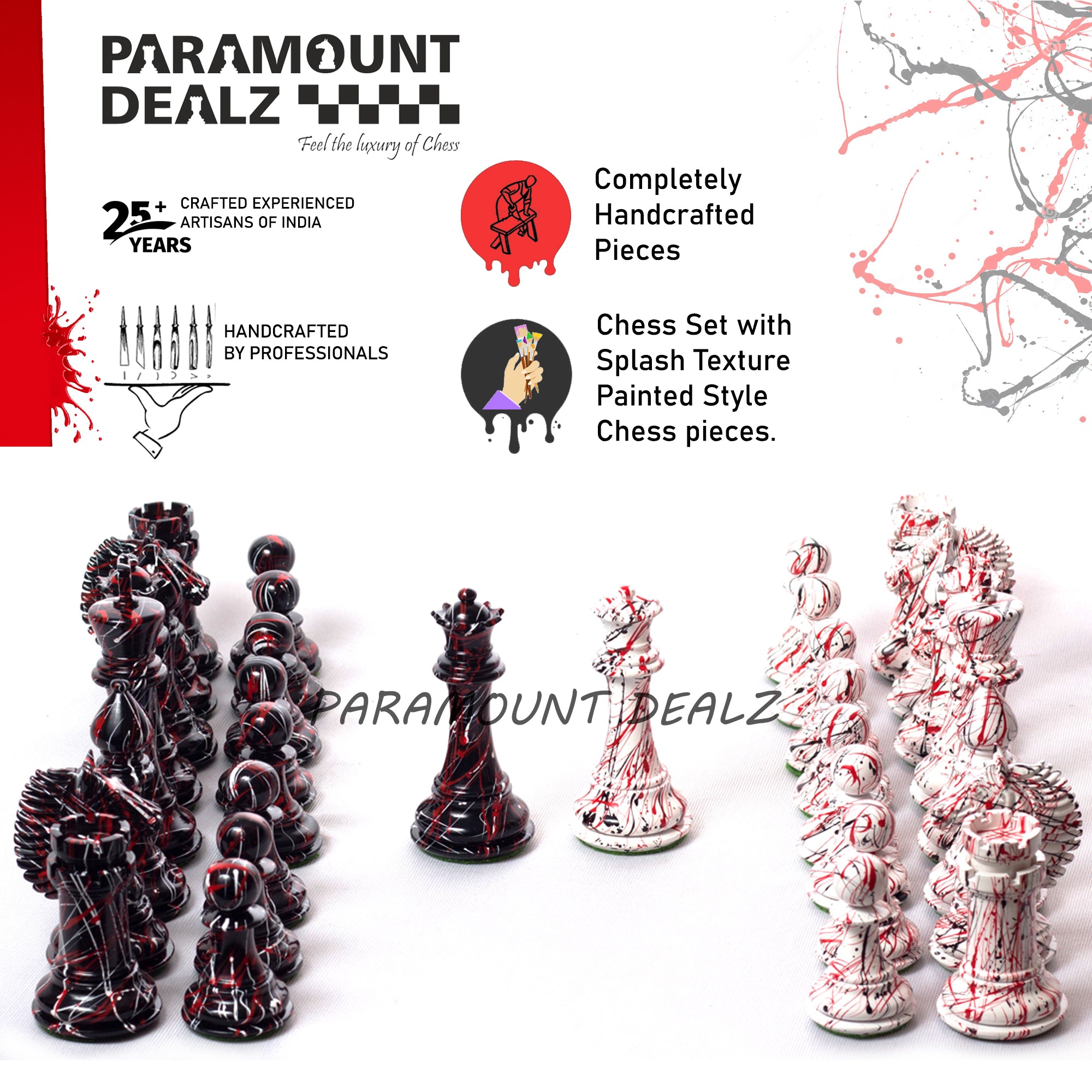 Splash painted Luxury horse Series Wooden weighted Chess Pieces in Box