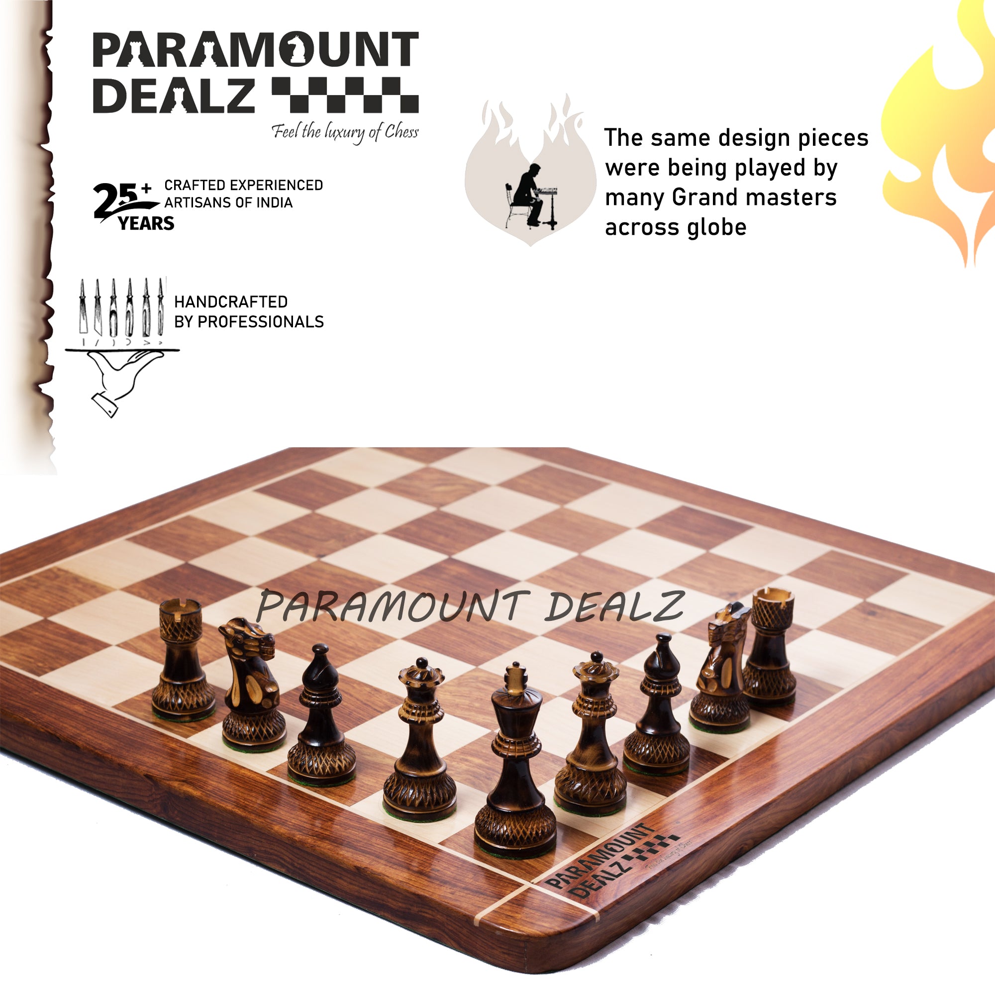 The 4" Burnt Zangreb GrandMaster Chess Set Combo - Board, Pieces, Pouc