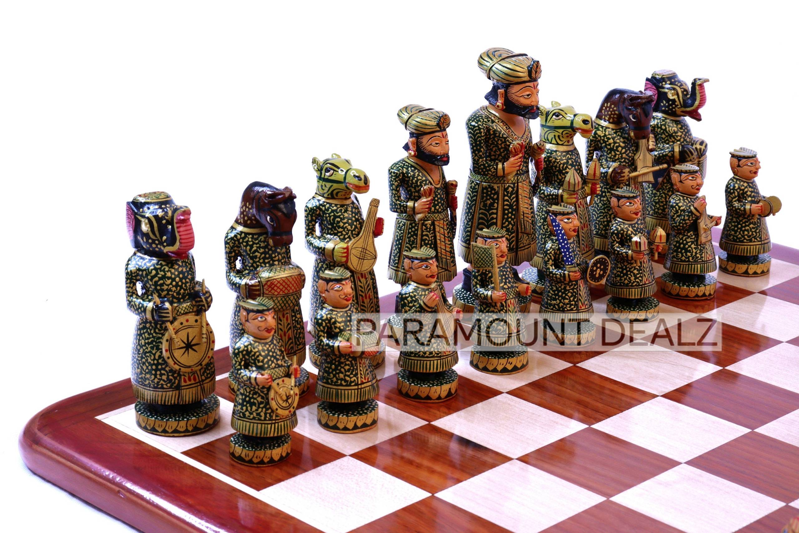 Wooden Indian 6" Musical Chess Board Set with Chess Pieces | Made from