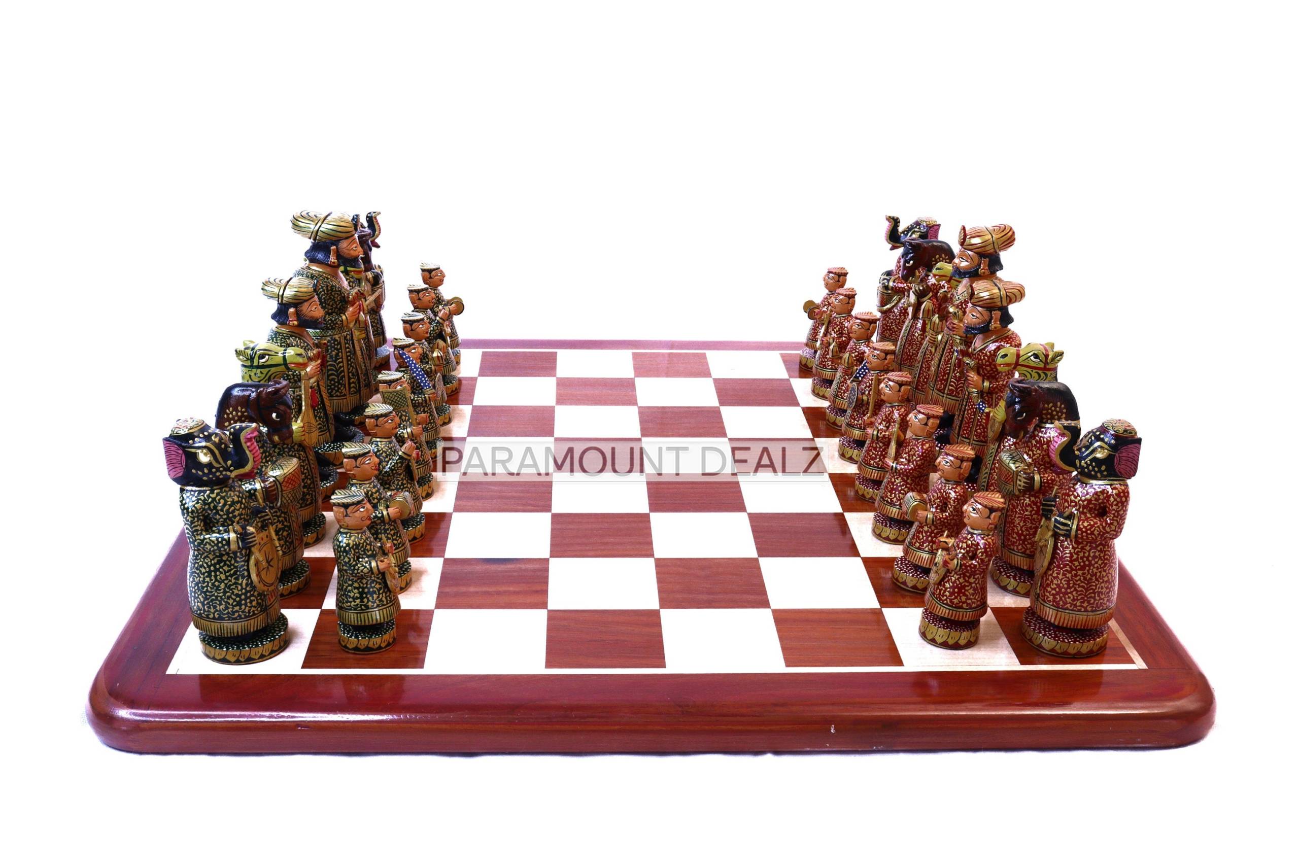 Wooden Indian 6" Musical Chess Board Set with Chess Pieces | Made from
