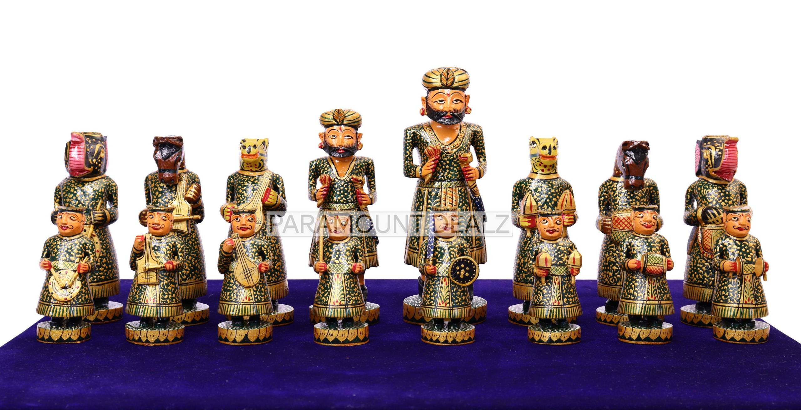 Wooden Indian 6" Musical Chess Board Set with Chess Pieces | Made from