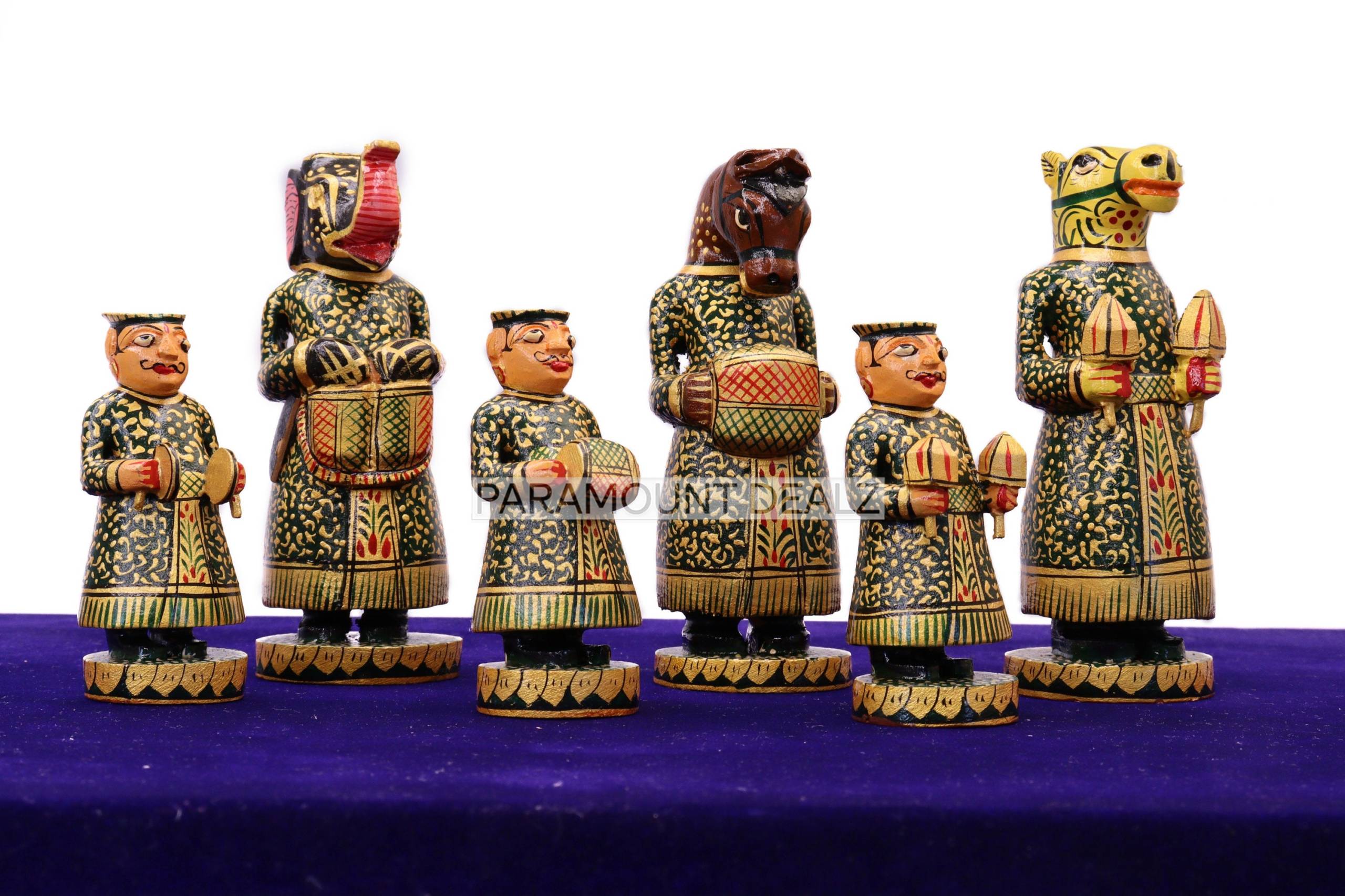 Wooden Indian 6" Musical Chess Board Set with Chess Pieces | Made from