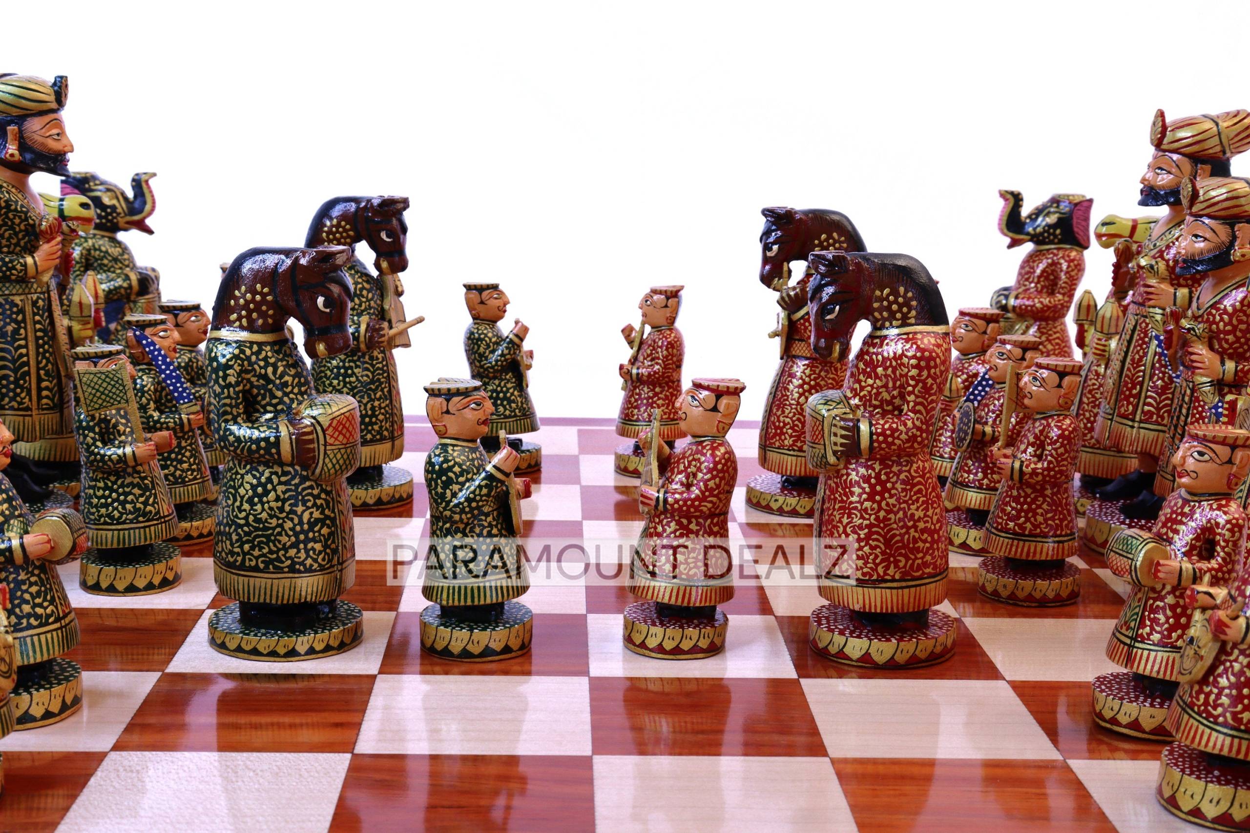 Wooden Indian 6" Musical Chess Board Set with Chess Pieces | Made from