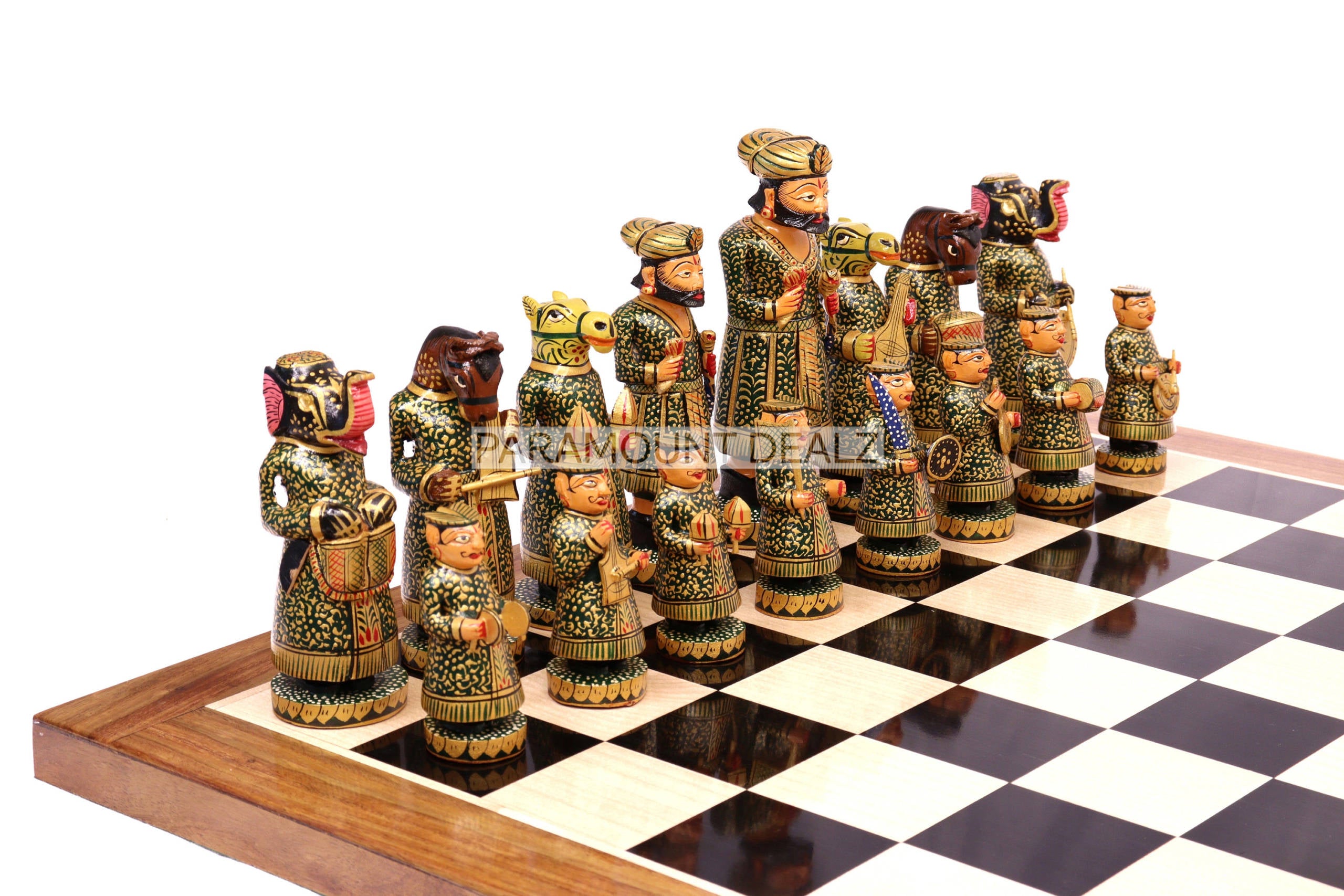 Wooden Indian Musical Theme 6" Chess Set - Handcrafted Chess Board wit