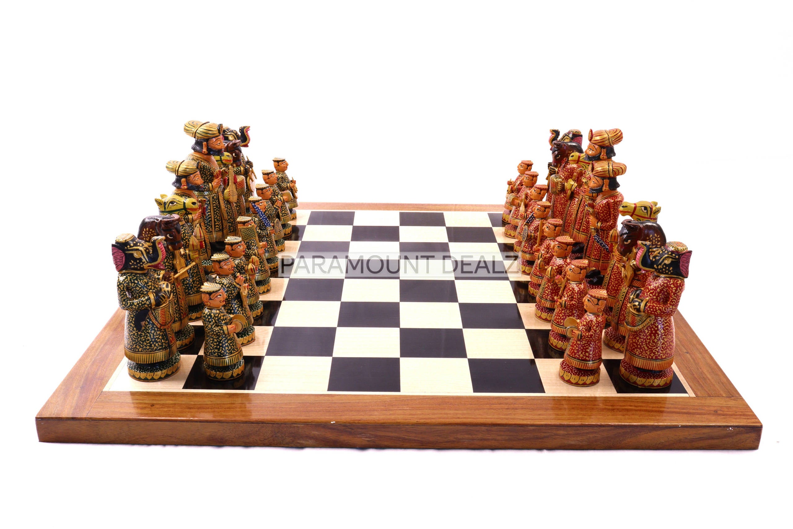 Wooden Indian Musical Theme 6" Chess Set - Handcrafted Chess Board wit